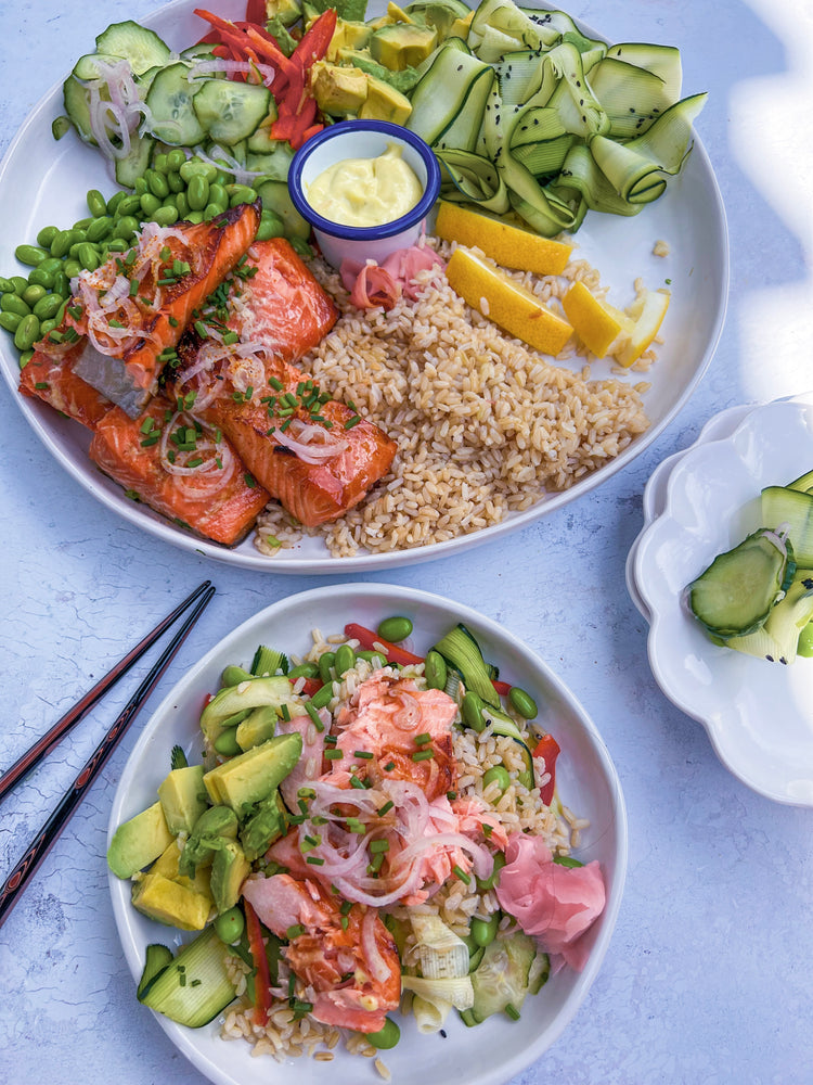 Japanese inspired salmon & brown rice salad – Miss Polly's Kitchen