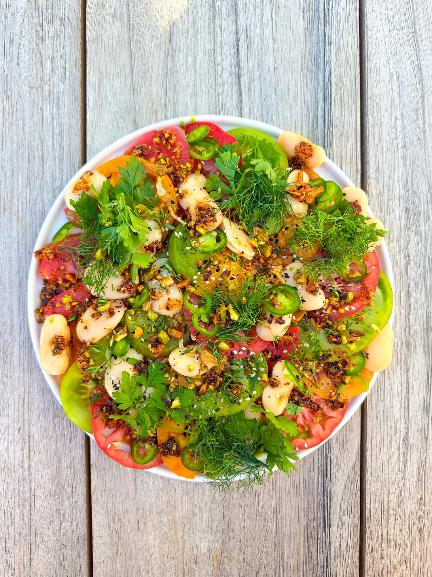 Heirloom tomato, herb and butter bean salad – Miss Polly's Kitchen