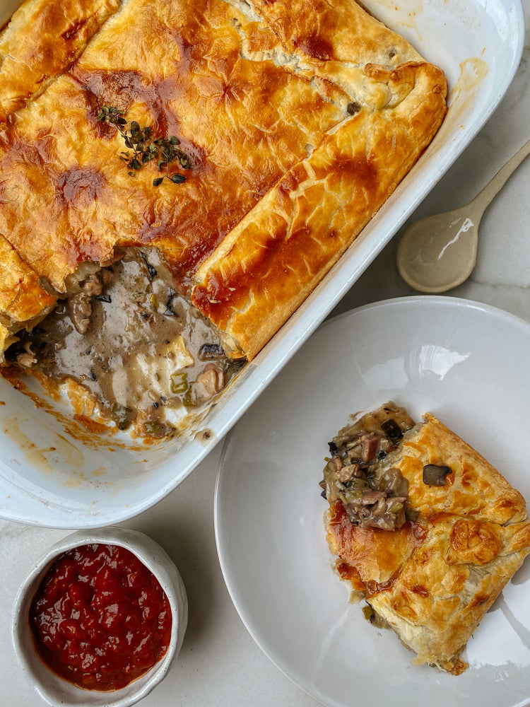 Creamy Parmesan chicken, bacon, mushroom pie – Miss Polly's Kitchen