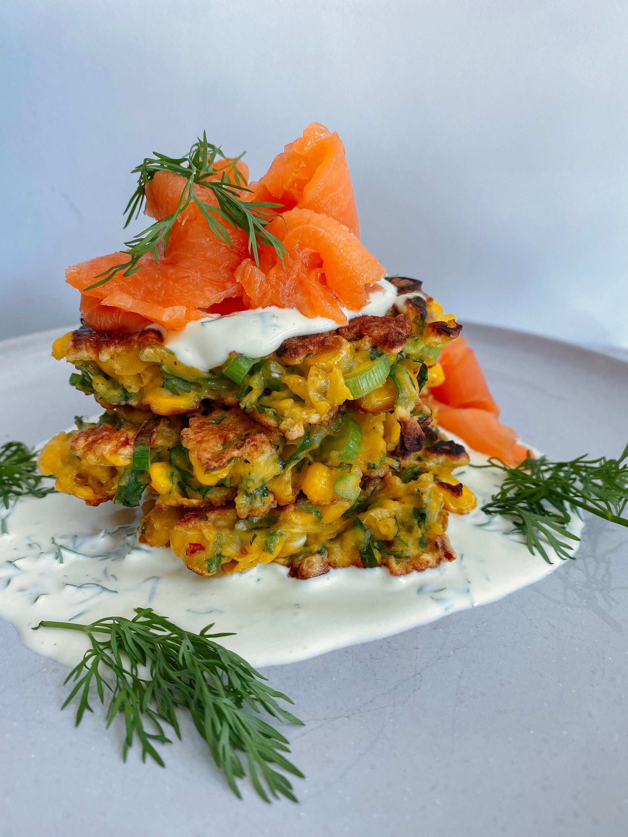 Corn fritters with smoked salmon – Miss Polly's Kitchen